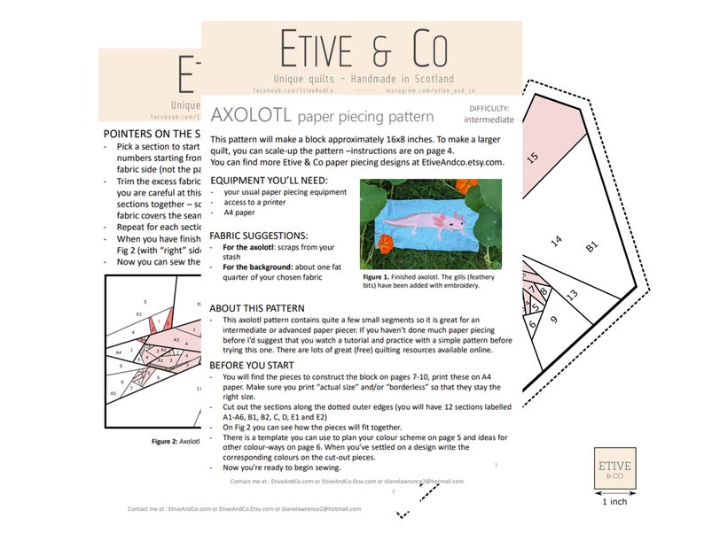 Axolotl Foundation Paper Piecing Pattern - Etsy