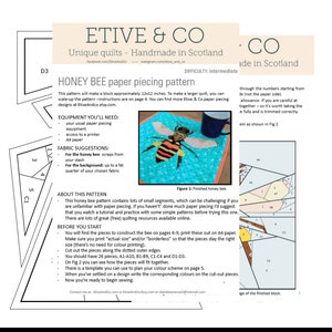 Honey Bee Quilt Paper Piecing Pattern - Etsy