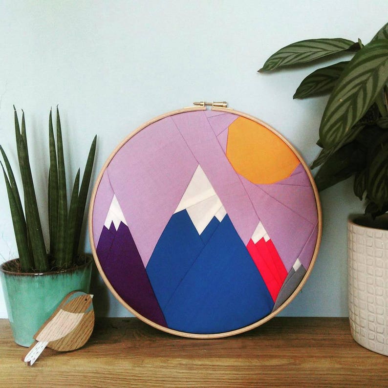 Mountain sun and moon paper piecing pattern Etive & Co | Etsy