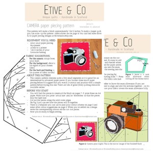 Camera Foundation Paper Pieced Pattern - Etsy