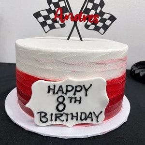 Personalized Race Cake Topper | Racing Flags | Racing Theme Birthday ...