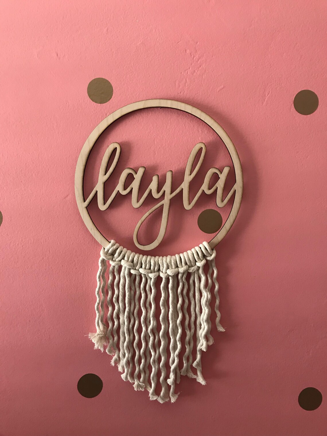 Custom Macrame Wall Hanging With Wood Circle Name or Word Wall - Etsy