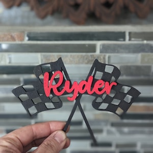 Personalized Race Cake Topper | Racing Flags | Racing Theme Birthday ...