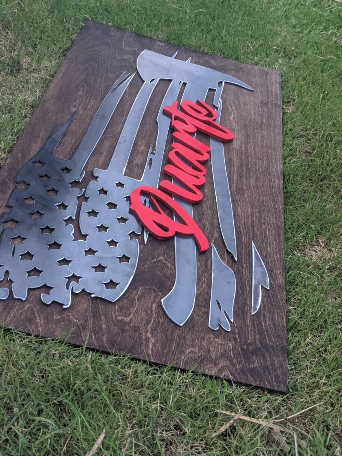 Personalized Custom Fire Fighter Sign With Fire Axe Home Decor Man Cave ...
