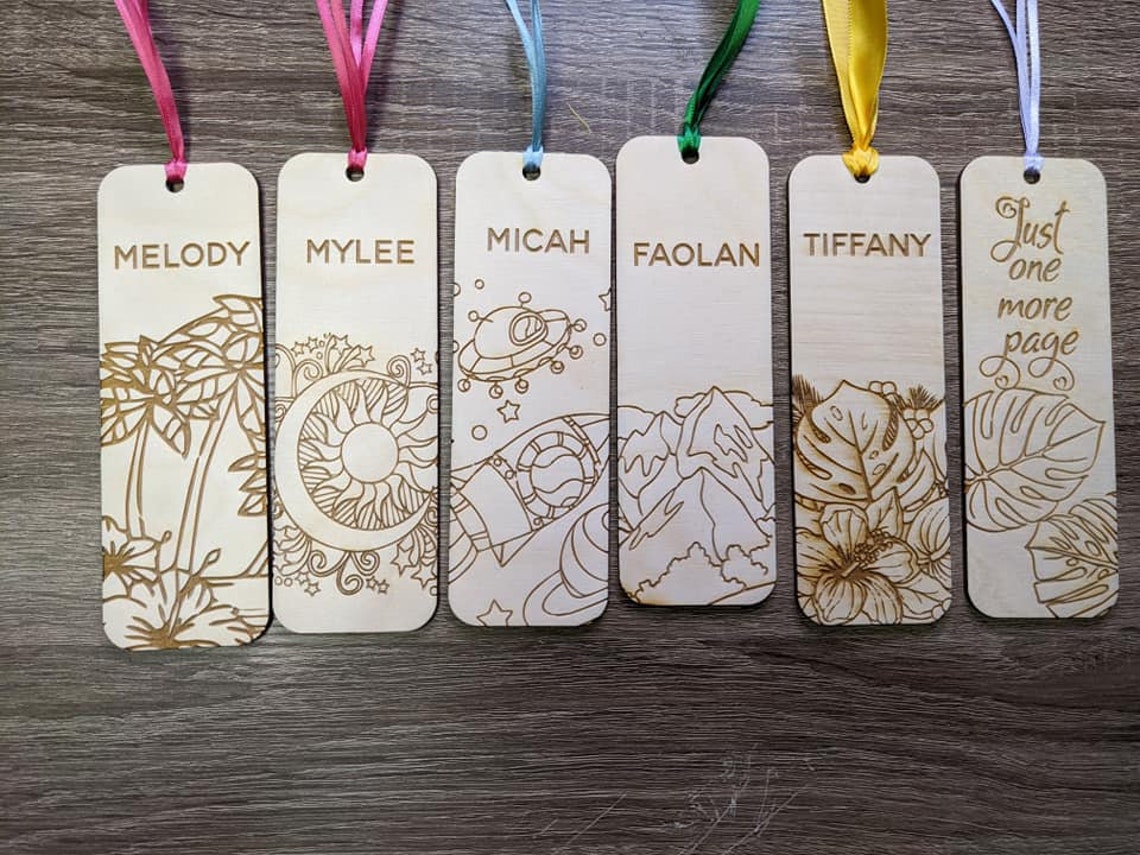 Laser Engraved Wood Bookmark Floral Beachy Space - Etsy