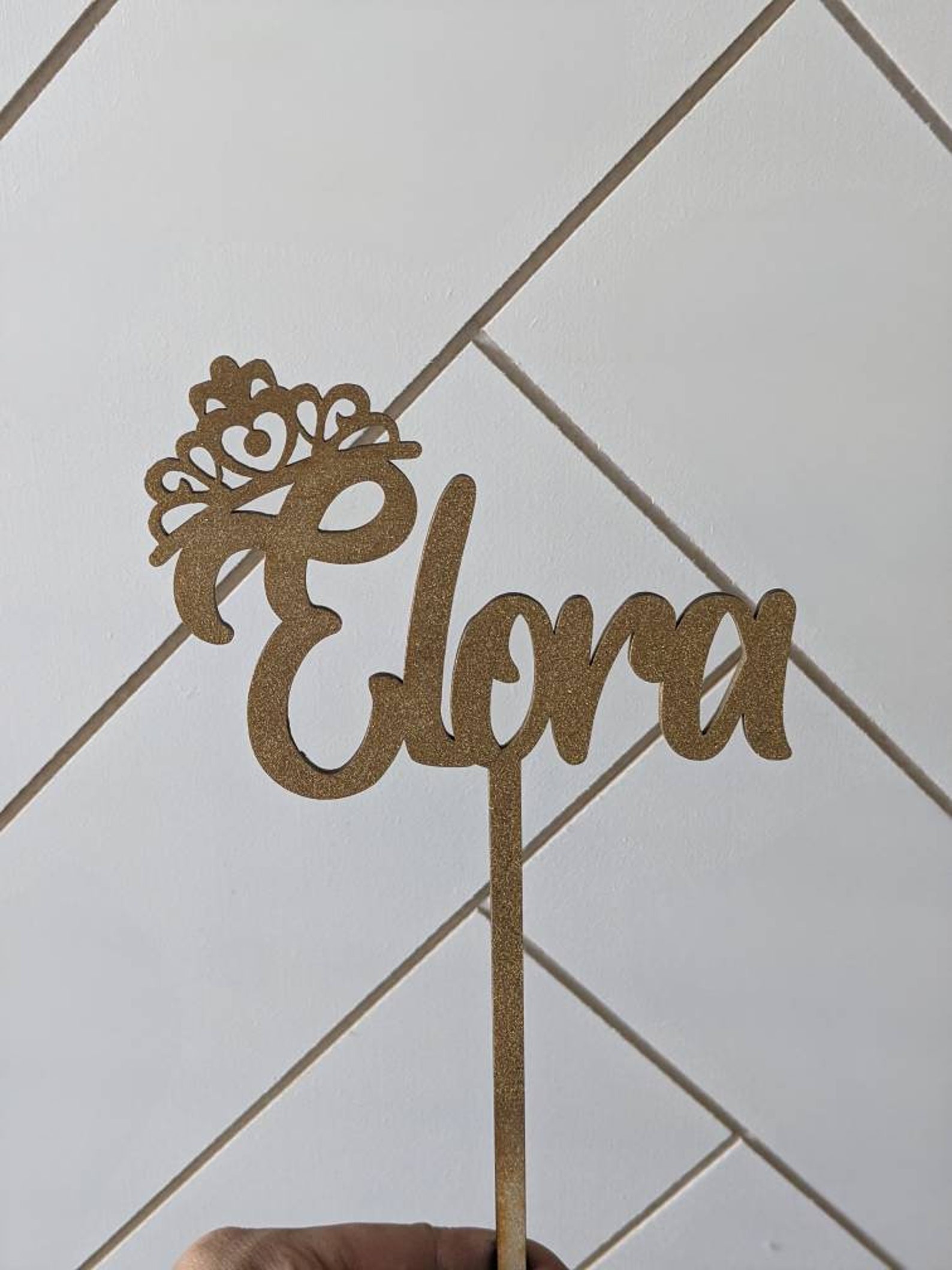 Custom Inspired Name and Princess Crown Cake Topper - Etsy