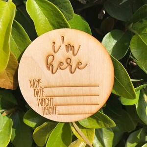 Custom I'm Here Birth Name Date Height Weight Announcement Sign Newborn ...