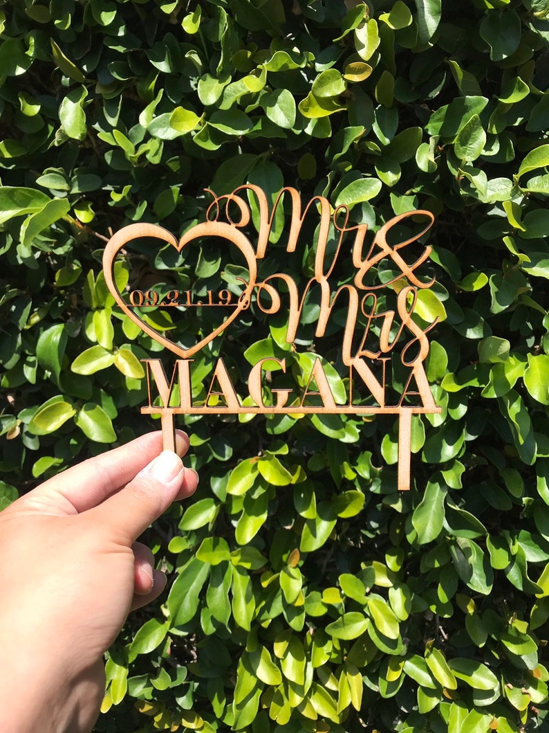 Personailzed Custom Mr and Mrs Last Name & Date Wedding Natural Wood ...