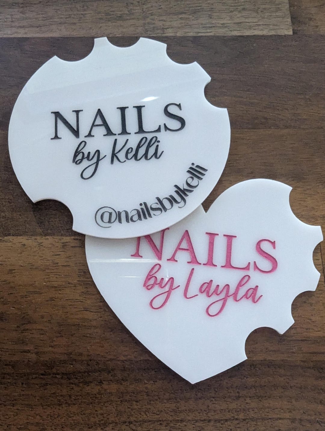 Personalized Nailfie Acrylic Round or Heart | Nail Tech Photo Prop ...