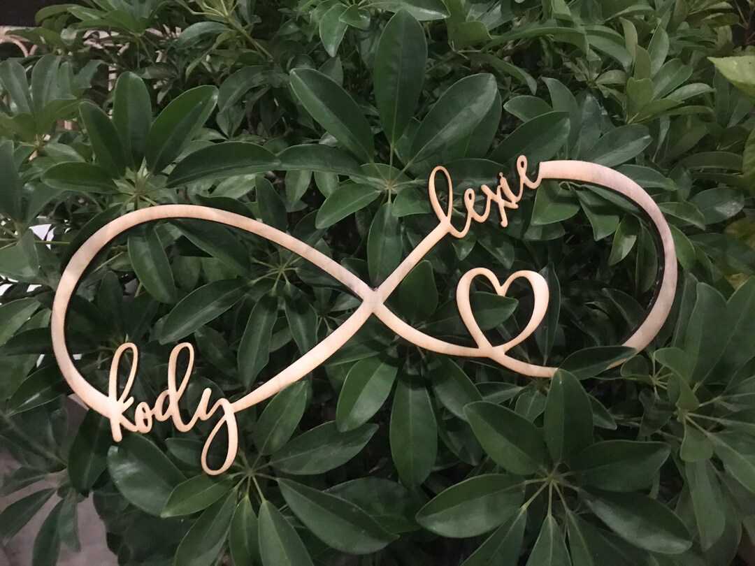 Wood Infinity Sign With Names and Heart Photo Prop Home Decor Love ...