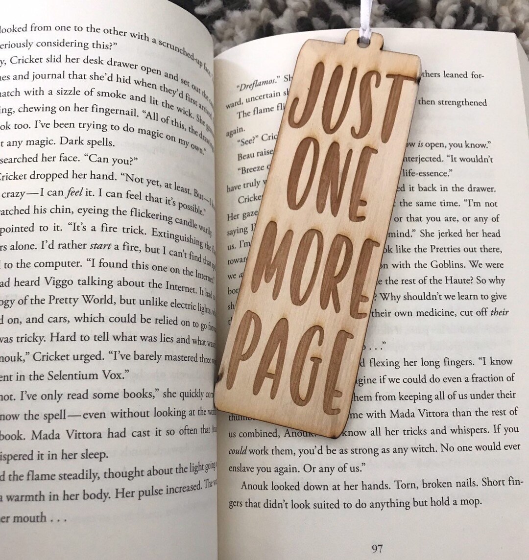Laser Engraved Wood Bookmark - Just One More Page - Book Mark - Etsy