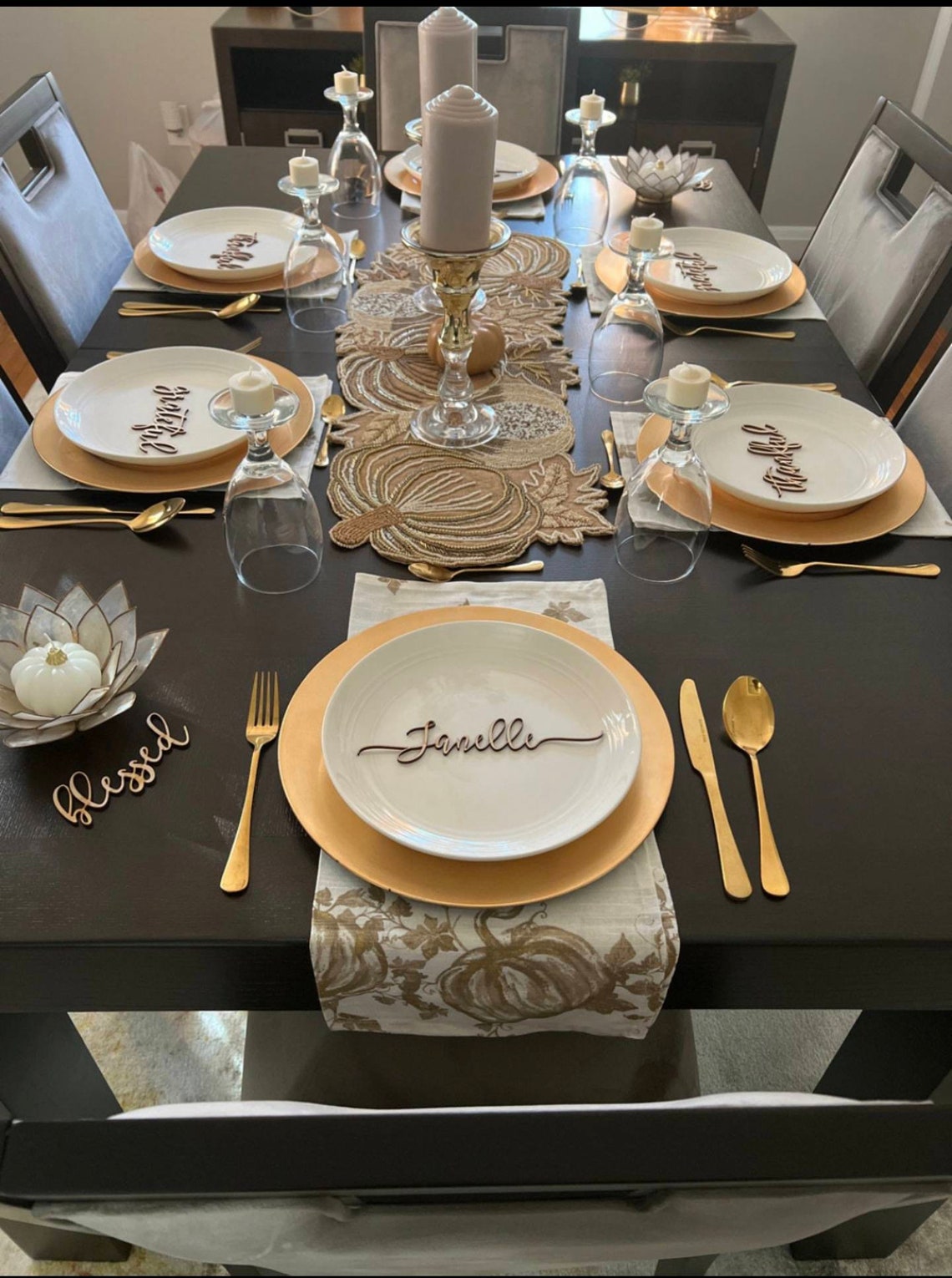 Thankful Grateful Blessed 1 Wood Table Plate Place Signs - Etsy