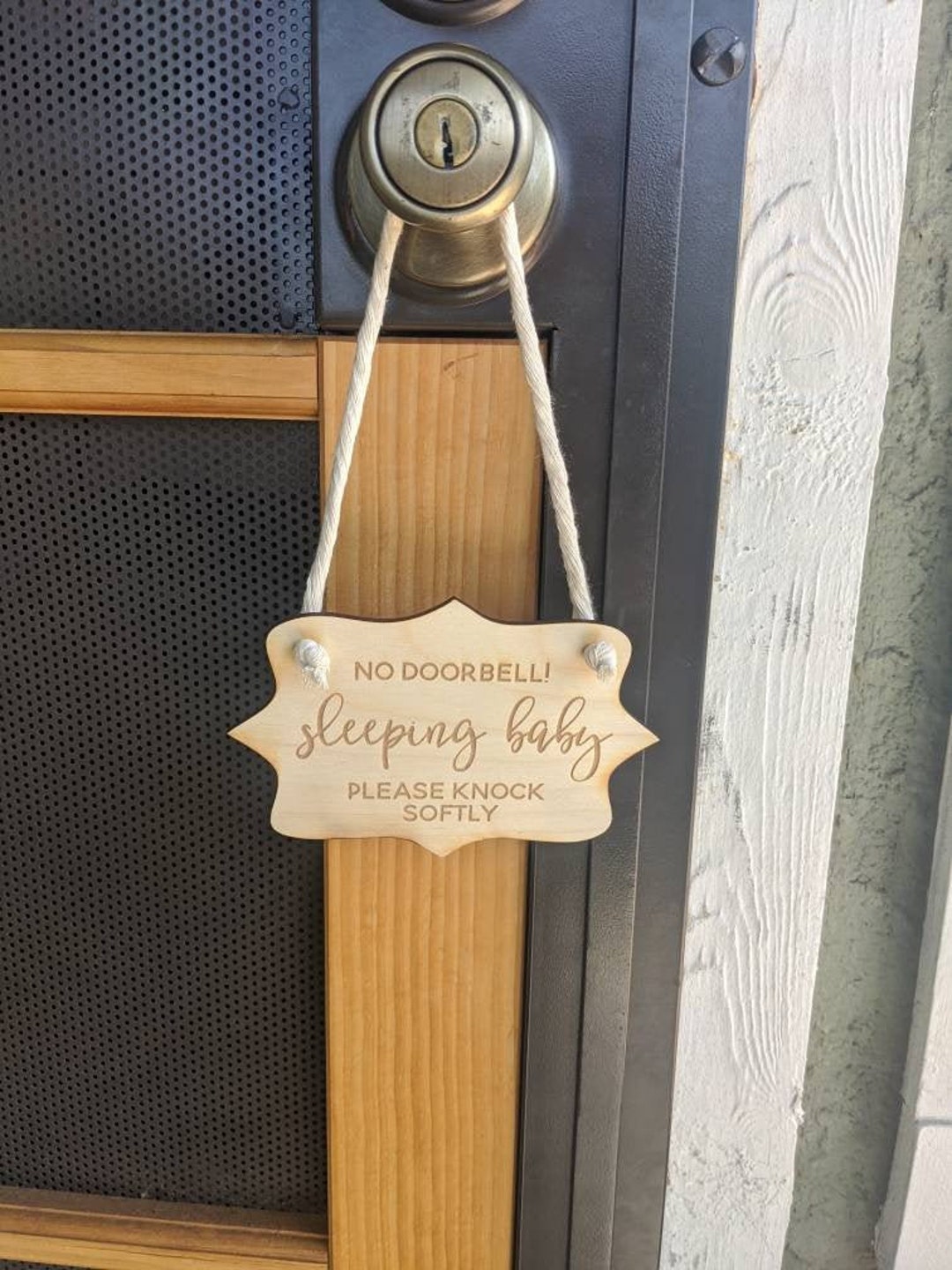 No Doorbell | Sleeping Baby Doorbell Signs | Please Knock Sign Softly ...