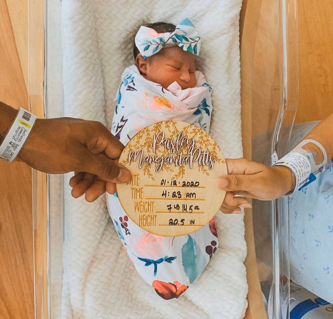 Custom Hospital Welcome 3D Hello Name Date Time Weight Length | Etsy