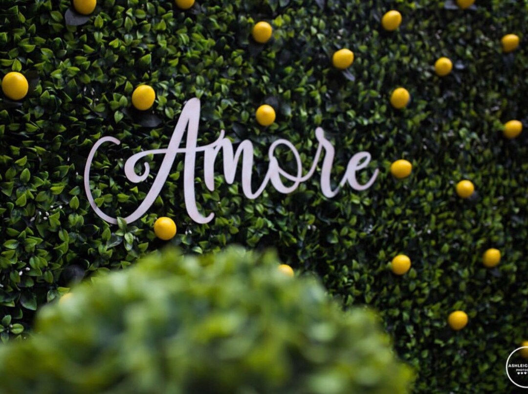 Custom Amore Wooden Words Cursive Natural Wood Sign Love Wreath Board ...
