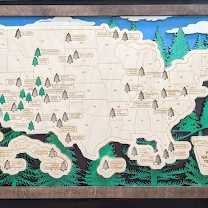 Personalized National Park Travel Map Sign | National Forest Parks Wall ...