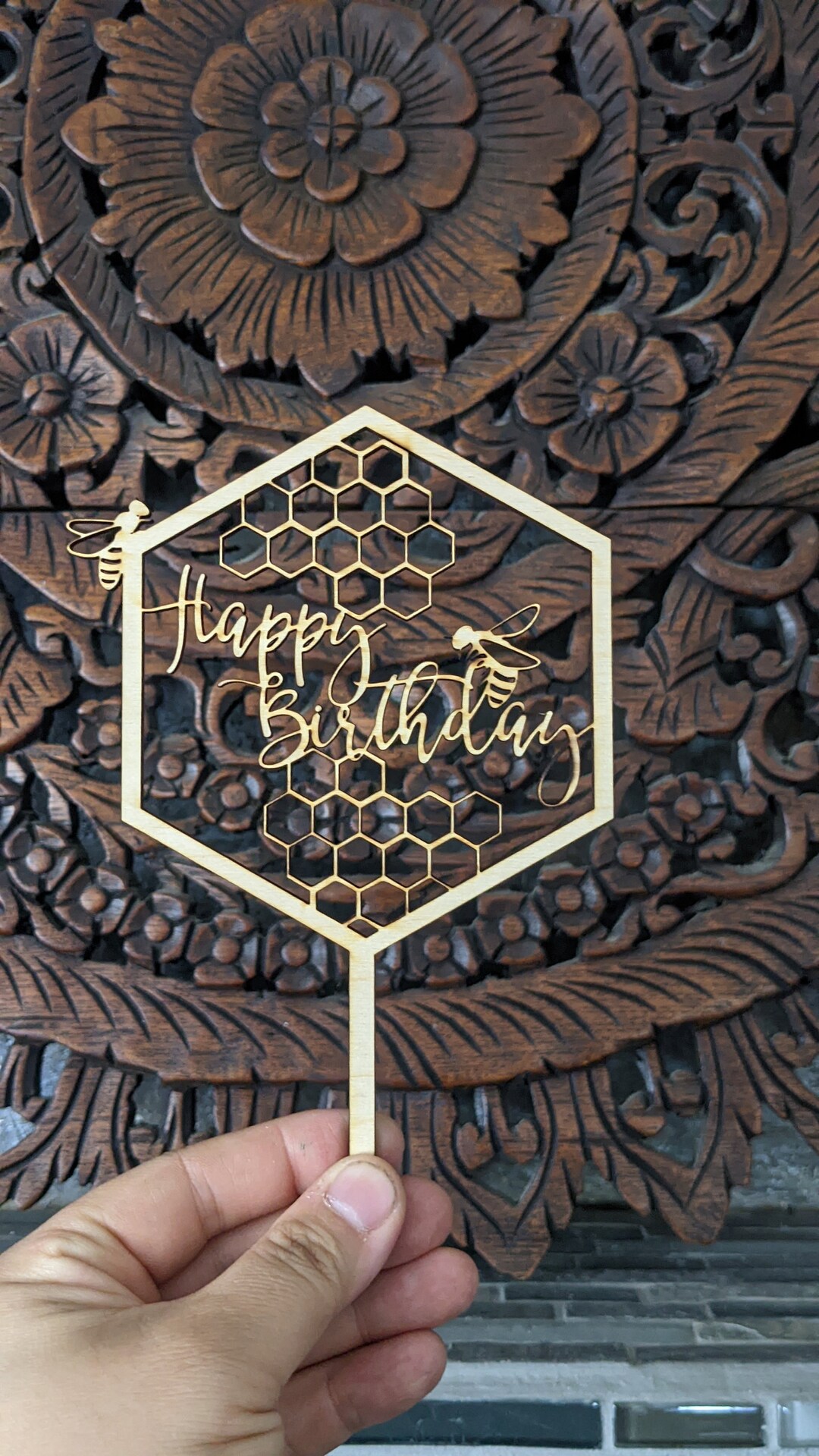 Custom Happy Birthday Bee Cake Topper | Bumble Bee Birthday Cake Topper ...
