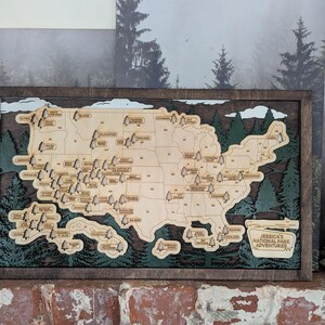 Personalized National Park Travel Map Sign | National Forest Parks Wall ...