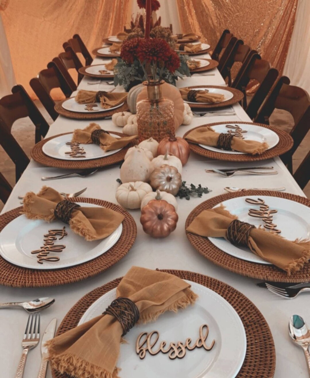 Thankful | Grateful | Blessed (1) Wood Table Plate Place Signs Just in ...