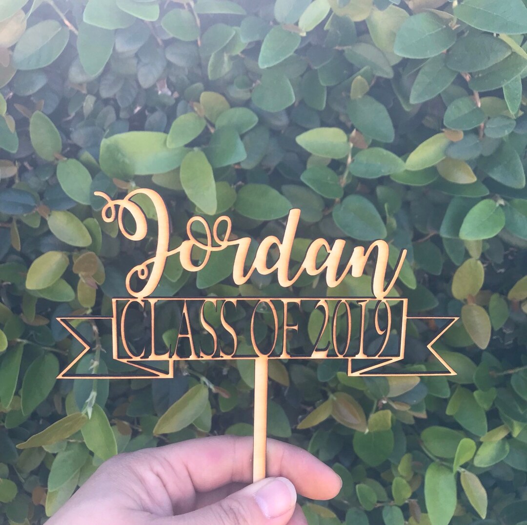 Personalized Class of + Year Girly Custom Name Cake Topper Graduation ...