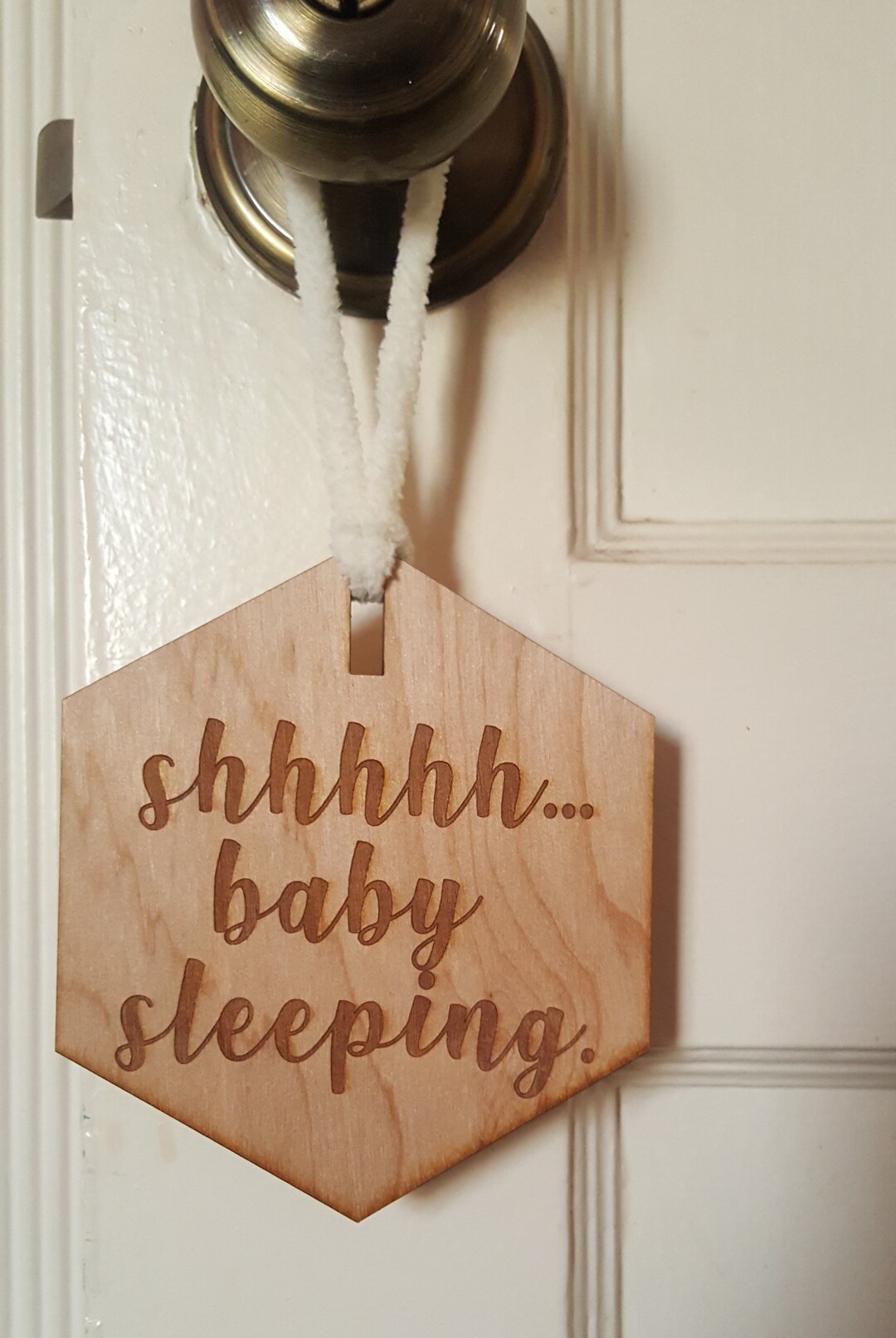 Custom Wood Hexagon Shhh! Baby Sleeping Mini Banner Hanging Nursery ...
