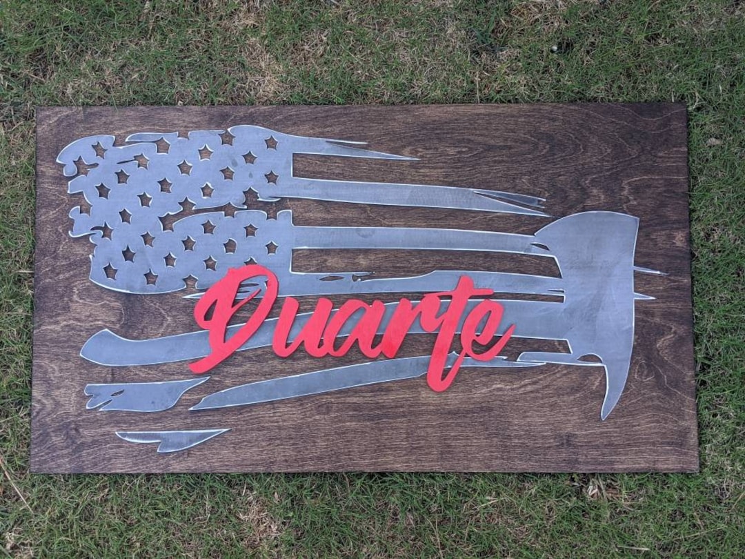 Personalized Custom Fire Fighter Sign With Fire Axe Home Decor Man Cave ...