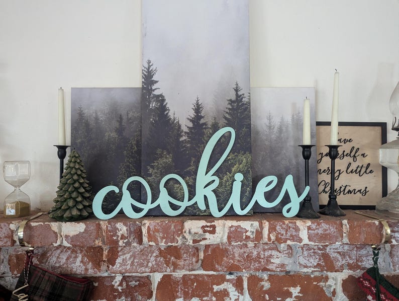 Custom Wooden Words Cursive Natural Wood Sign Cookies Sign Love Board ...