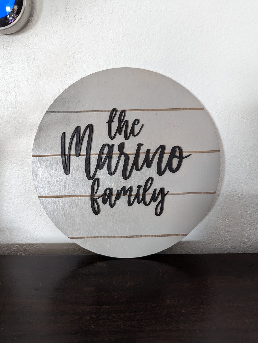 Personalized Round Family Sign | Home Door Decor | Faux Shiplap Round ...