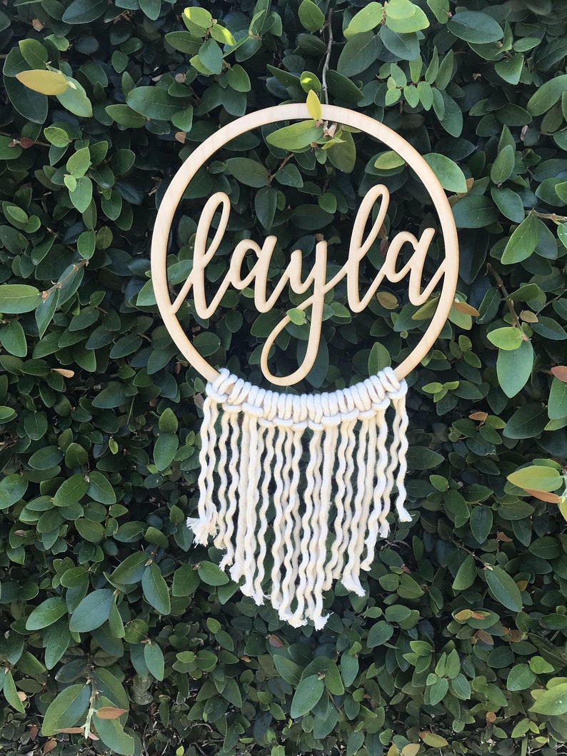 Custom Macrame Wall Hanging With Wood Circle Name or Word Wall | Etsy
