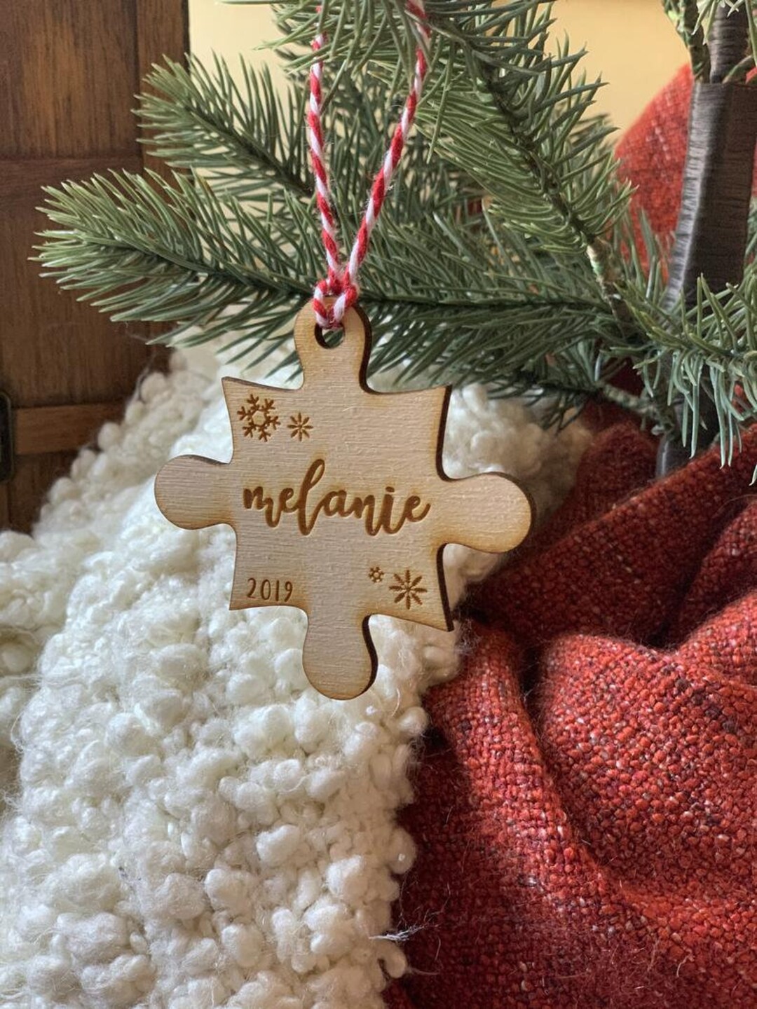 Personalized Puzzle Piece With Custom Name Christmas Ornament Keepsake ...