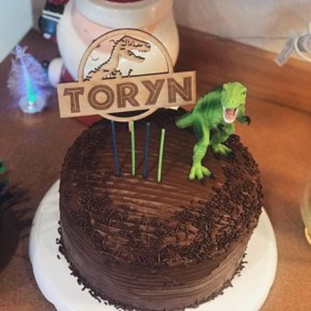 Custom T-rex Tyrannosaurus Inspired Dinosaur Wooden Personalized Cake ...