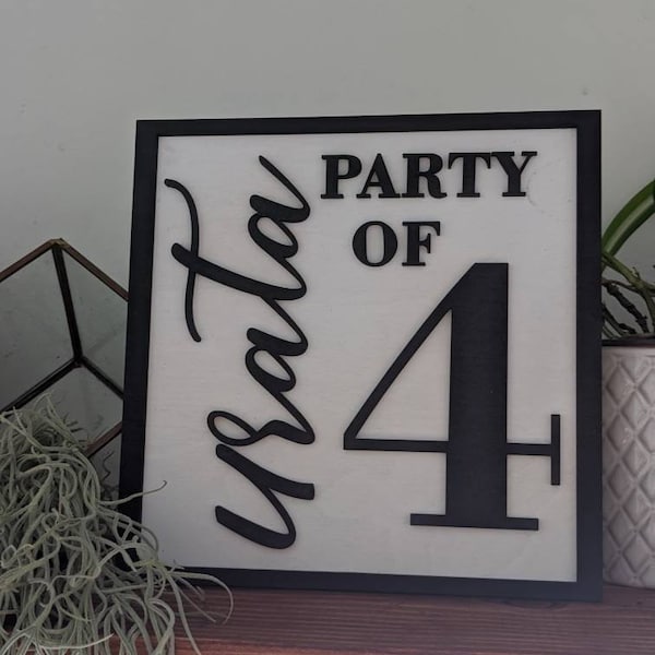 Party of 4 Sign - Etsy