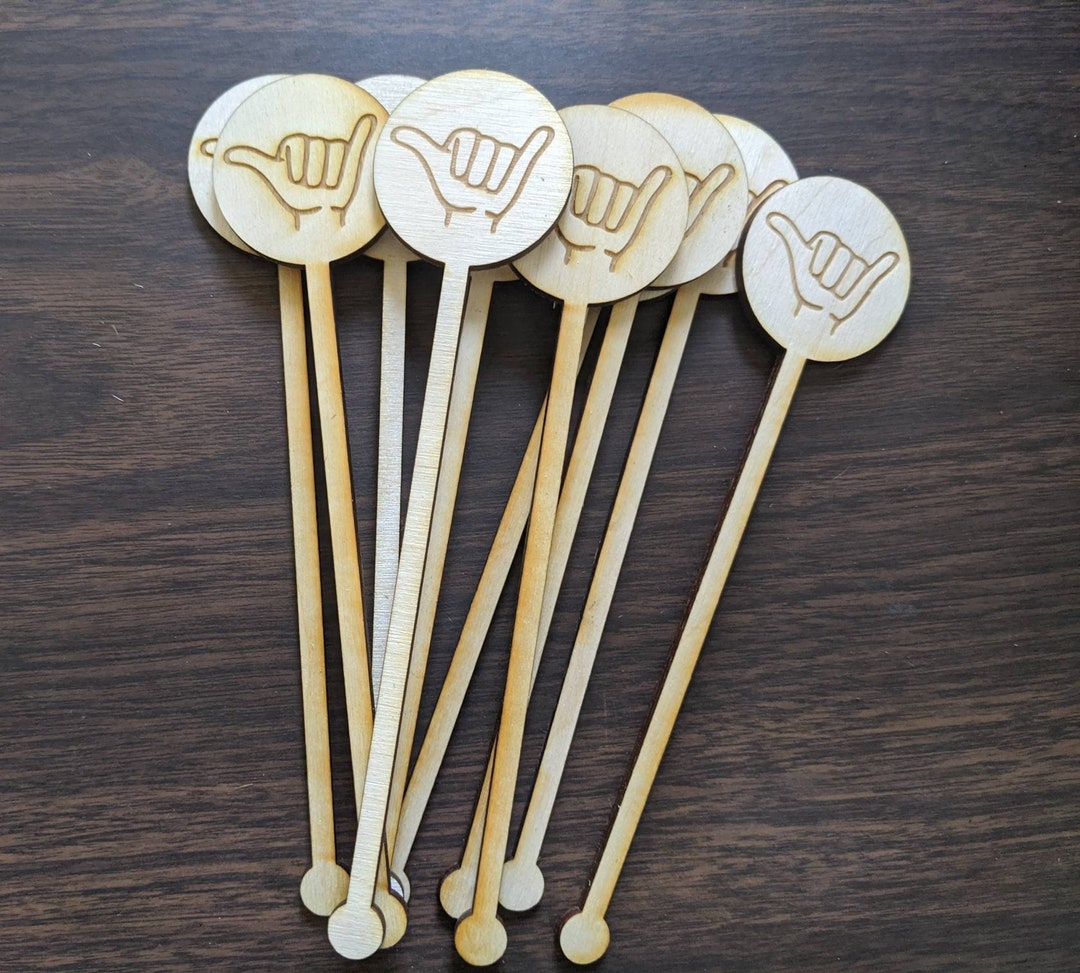 Set of Custom Shaka Drink Stirrers | Drink Stirrers | Wedding Drink ...
