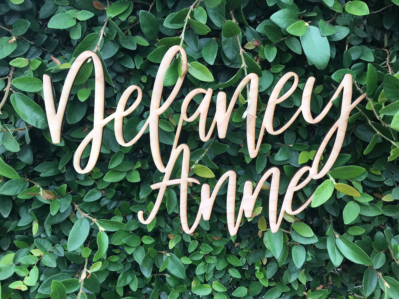 Custom Wooden Words Cursive Natural Wood Sign Kids Child Children Name ...