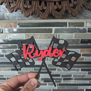 Personalized Race Cake Topper Racing Flags Racing Theme Birthday ...