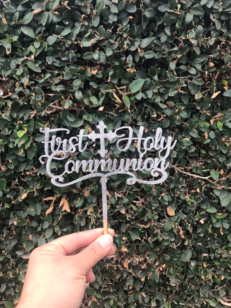 Custom First Holy Communion God Bless Cross Natural Wood Cake | Etsy