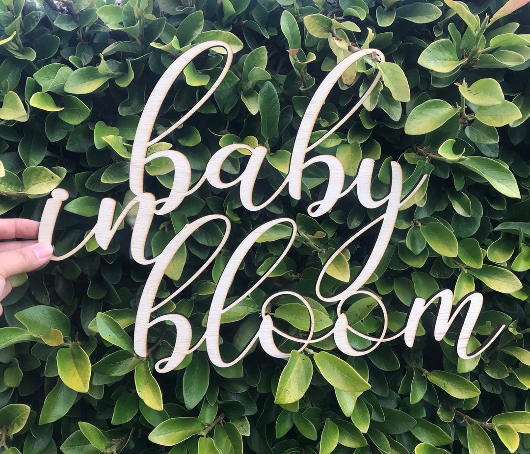 Custom Wooden Words Cursive Natural Wood Sign Baby in Bloom Sign Love ...