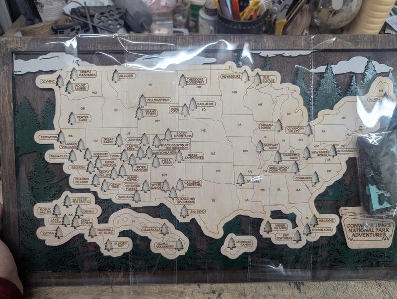 Personalized National Park Travel Map Sign | National Forest Parks Wall ...