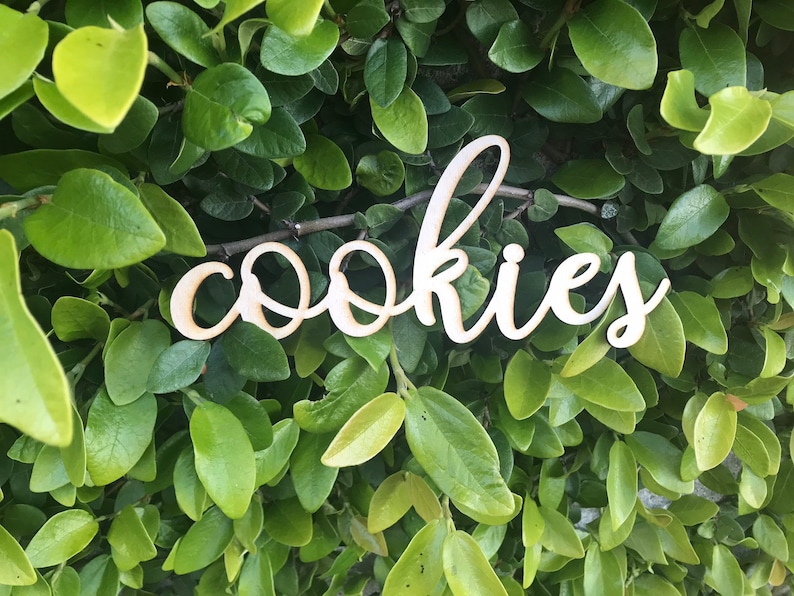 Custom Wooden Words Cursive Natural Wood Sign Cookies Sign Love Board ...