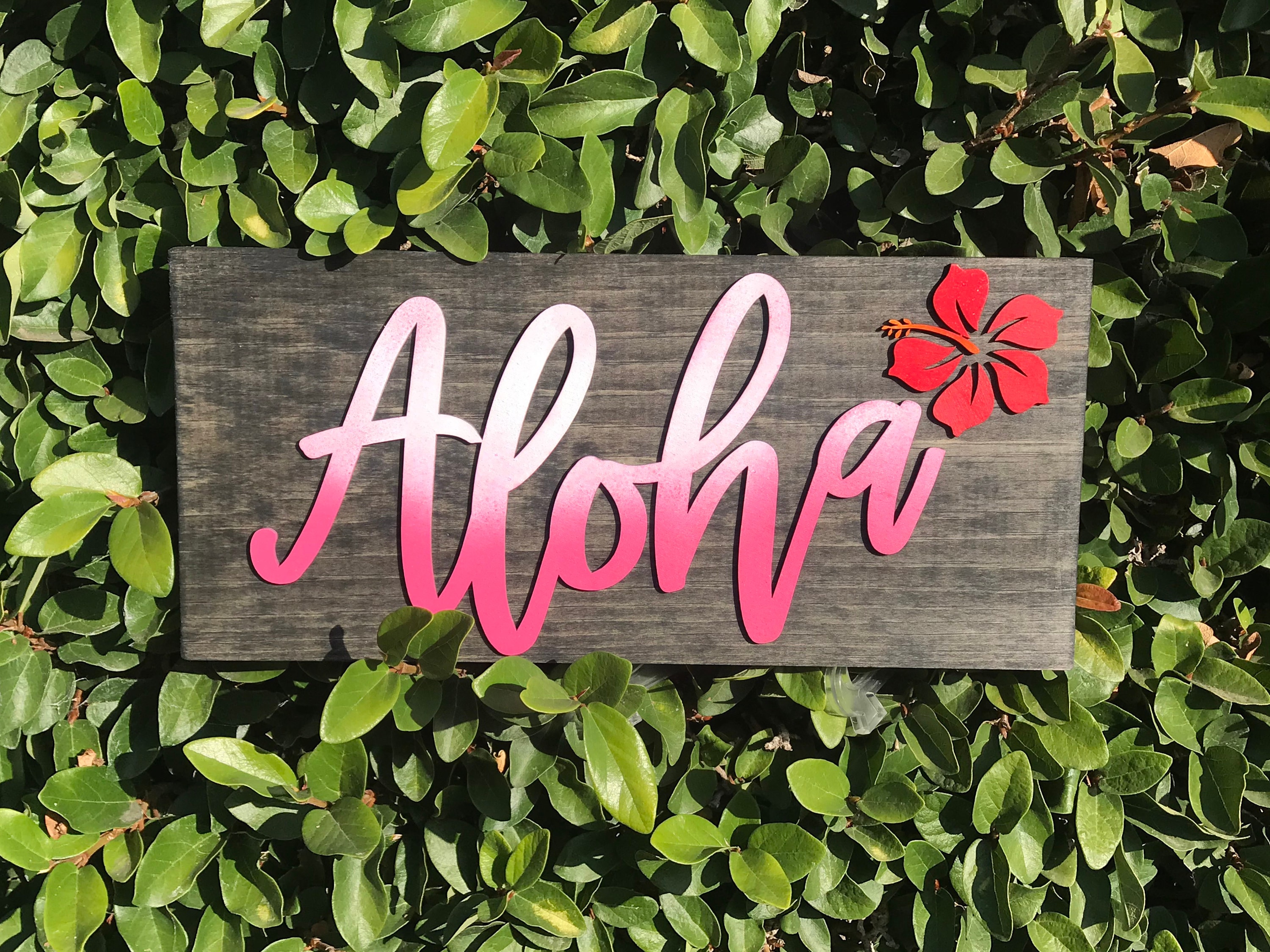 Aloha Hibiscus Hawaii Wood Sign for Family Room Kitchen Bedroom Art ...