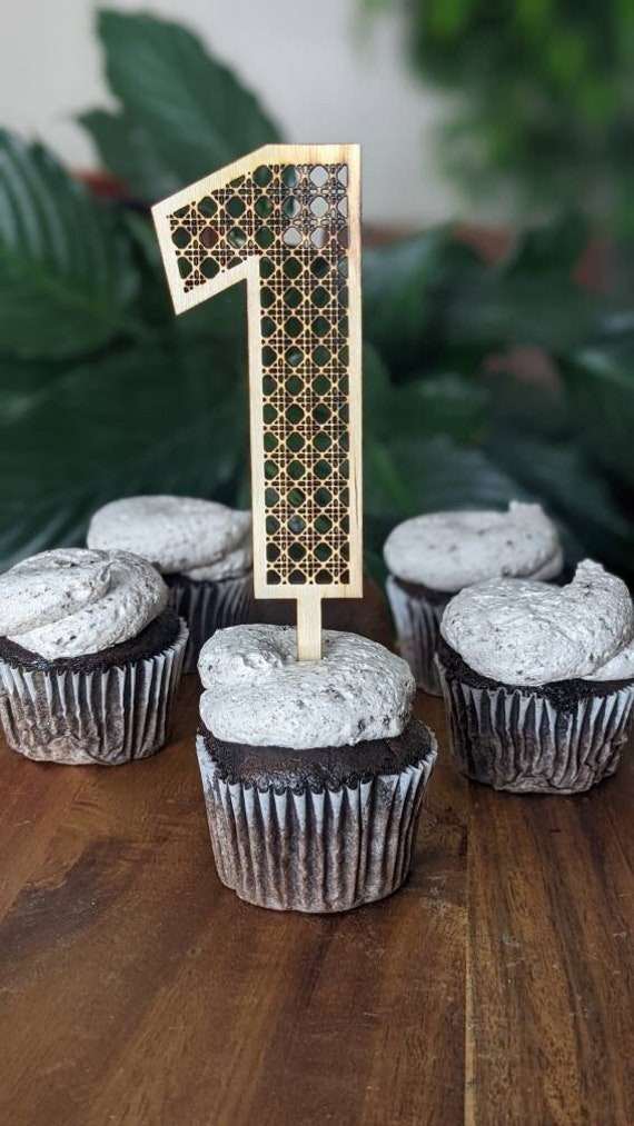 Rattan Cane Number Cake Topper Faux Cane Rattan Boho | Etsy