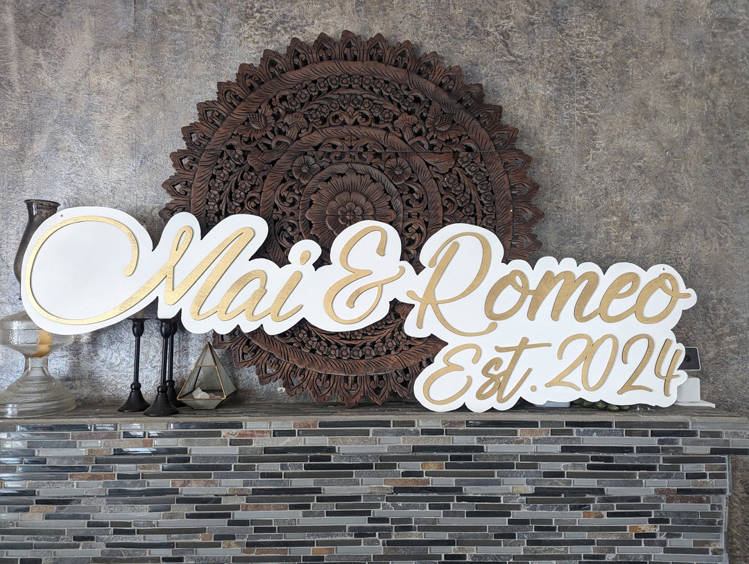 Large Last Name Sign | Cut Out Name Sign | Wedding Name Sign | Double ...