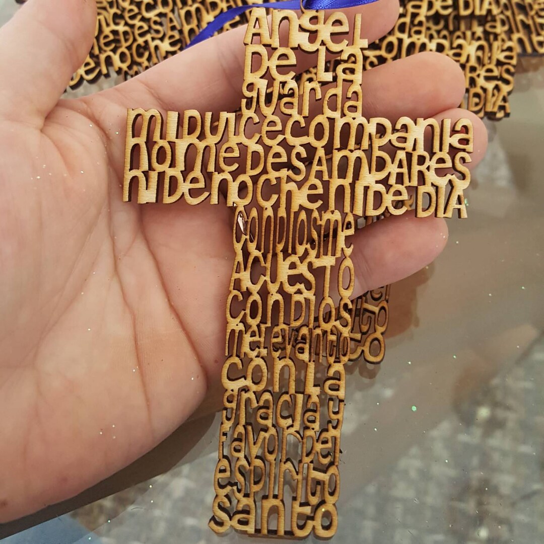 Guardian Angel Prayer Cross Cruz Angel De La Guarda Oracion Wood Cross ...