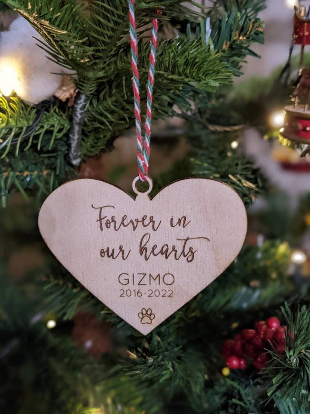 Personalized Forever Missing in Our Hearts Pet Memorial Heart Christmas ...