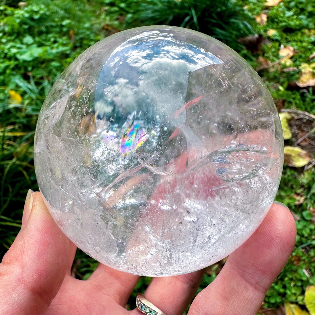 Magical Big Lemurian Quartz Crystal Ball With Rainbows, Amazing Crystal ...