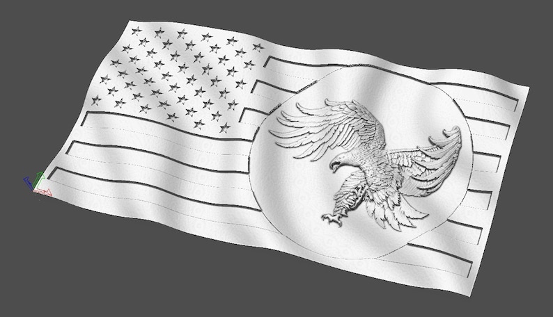 CNC Stl 3D Wavy American Eagle Flag. Beautiful Highly - Etsy