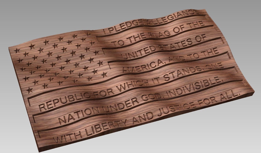 CNC Stl 3D Waving American Pledge of Allegiance Flag. Beautiful, Highly ...