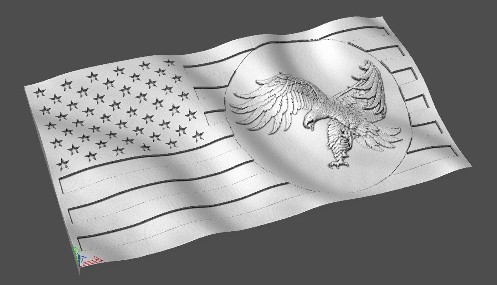 CNC Stl 3D Wavy American Eagle Flag. Beautiful Highly - Etsy
