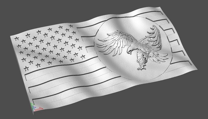 CNC Stl 3D Wavy American Eagle Flag. Beautiful Highly - Etsy