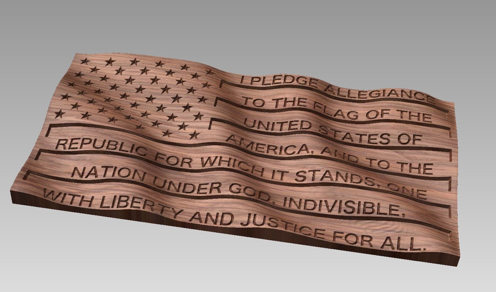 CNC Stl 3D Waving American Pledge of Allegiance Flag. Beautiful, Highly ...